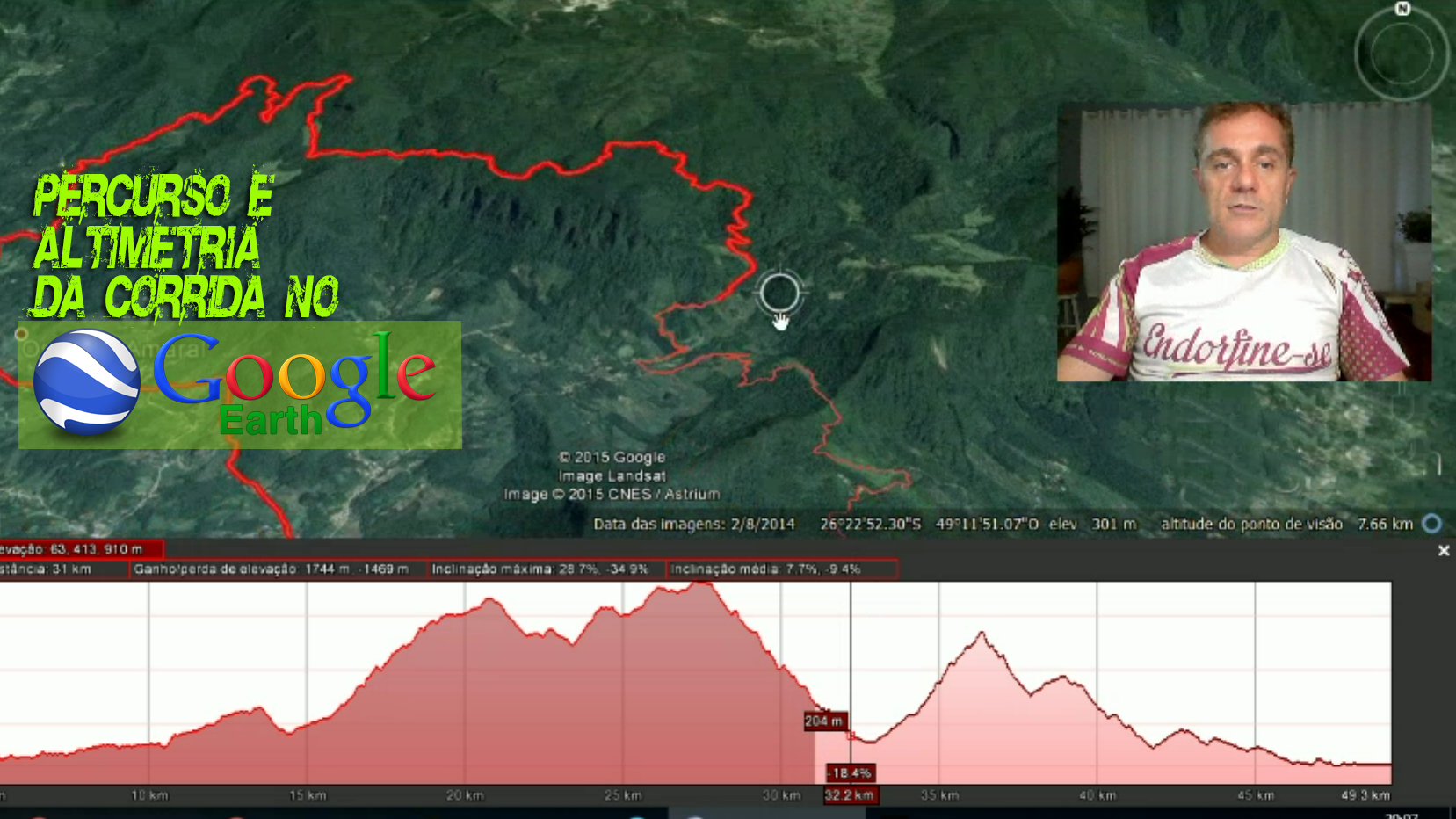 Percurso e Altimetria de Corrida no Google Earth